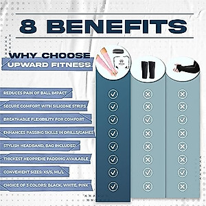 Upward Fitness-Volleyball Padded Passing Sleeves, Arm and Wrist Protection With Thumbhole, Carrying Bag and Headband Included, for Girls and Boys (XS/S, Pink)