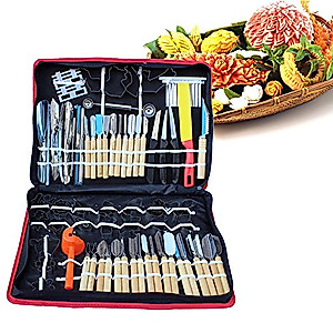 SHZICMY 80pcs Kitchen Carving Tools Kit, Vegetable Fruit Food Peeling Carving Tools Dining Cutlery Kitchen Garnishing/Cutting/Chisel Garnish Tools Kit with Hand Box (USA Stock)