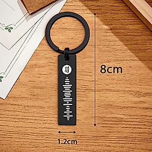 VEELU Personalized Spotify Keychain Custom Engraved Music Code Stainless Steel Heart Couples Keychains Gifts
