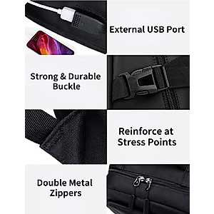 KOWVOWZ USB Charging Port Aesthetic Laptop Backpack Travel Student Bookbag Water Resistant (Black)