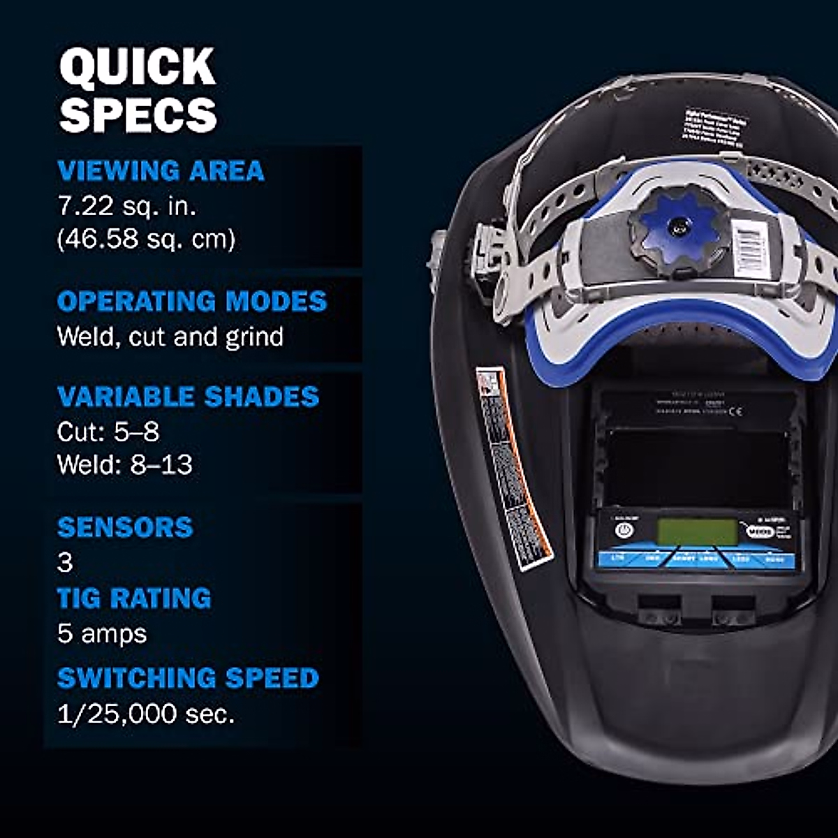 Miller 282000 Digital Performance Welding Helmet, Auto-Darkening Welding Helmet, Clearlight 2.0, Black