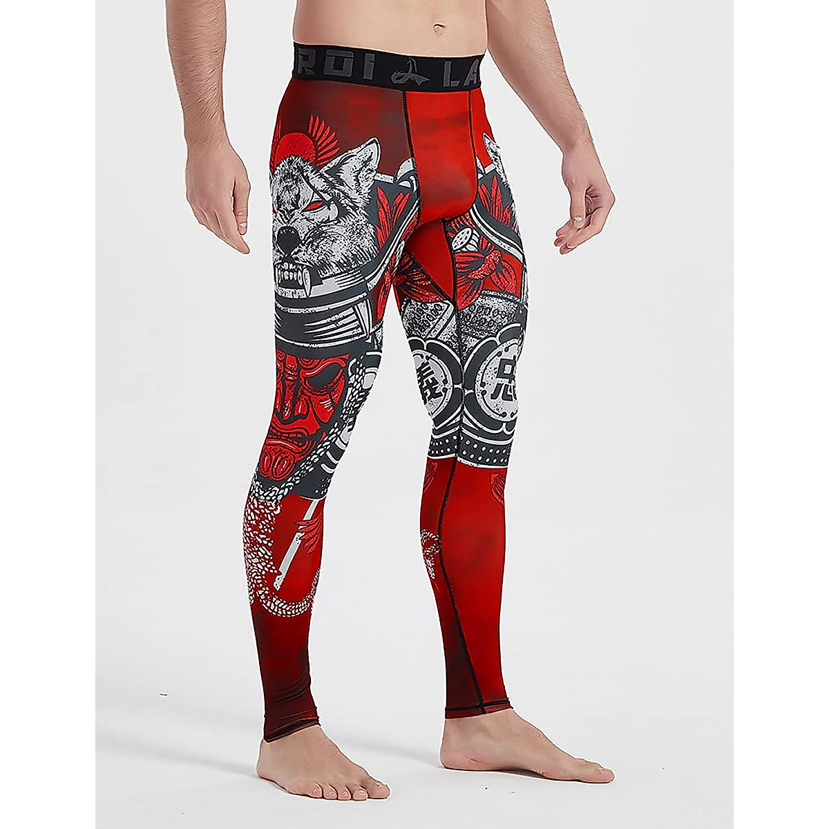 LAFROI Men's 2-Pack Quick Dry Cool Compression Fit Tights Leggings Waistband-YSK08 Warrior Size MD