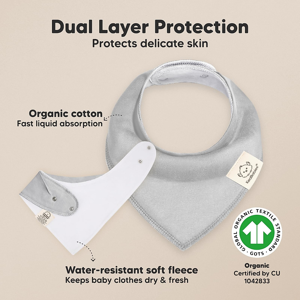 8-Pack Organic Baby Bandana Bibs for Girls - Super Absorbent Triangle Baby Bibs for Drooling and Teething Infant, 100% Cotton Extra Soft for Newborn, Infant 0-36 Months (Hunter)