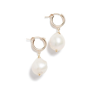 Brinker & Eliza Women's Back To Basics Huggie Earrings, Gold/Pearl, One Size