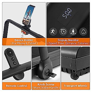 YRUN Under Desk Treadmill, 2 in 1 Portable Folding Treadmill, 3.0HP Brushless Motorized Electric Walking Treadmill, Larger Running Area, Small Mini Walking Pad Running Machine for Home Office