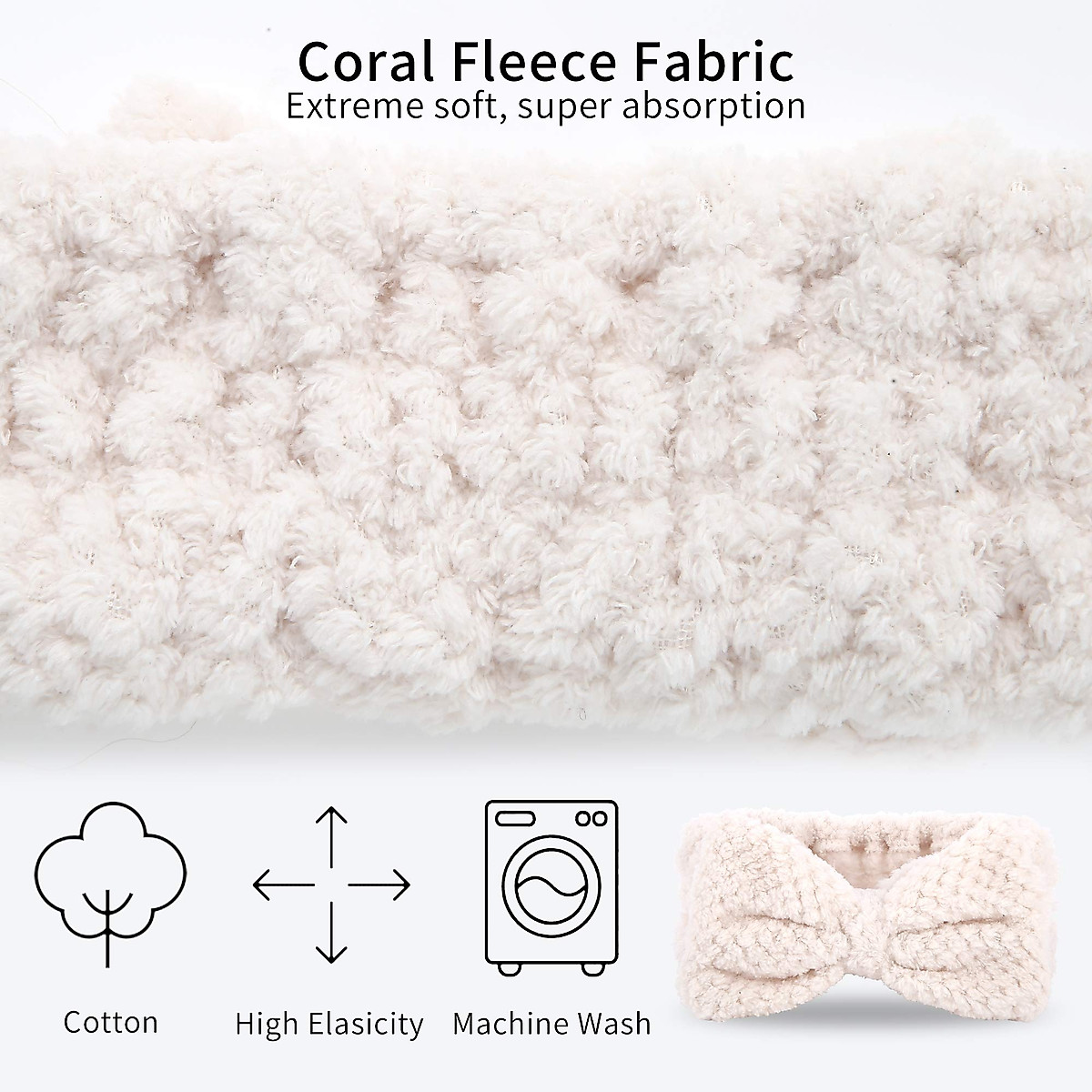 DOOBO 3 Pack Spa Headbands Microfiber Bowtie Headbands for Women for Washing Face, White, Gray, Pink