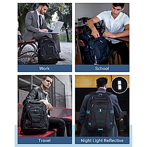 LIGHT FLIGHT Backpack for Men, Travel Backpack with USB Charging Hole, 17.3 Inch Laptop Backpack, School College Bookbag, Large Capacity Computer Backpacks, 40L Work Bag for Business, Black