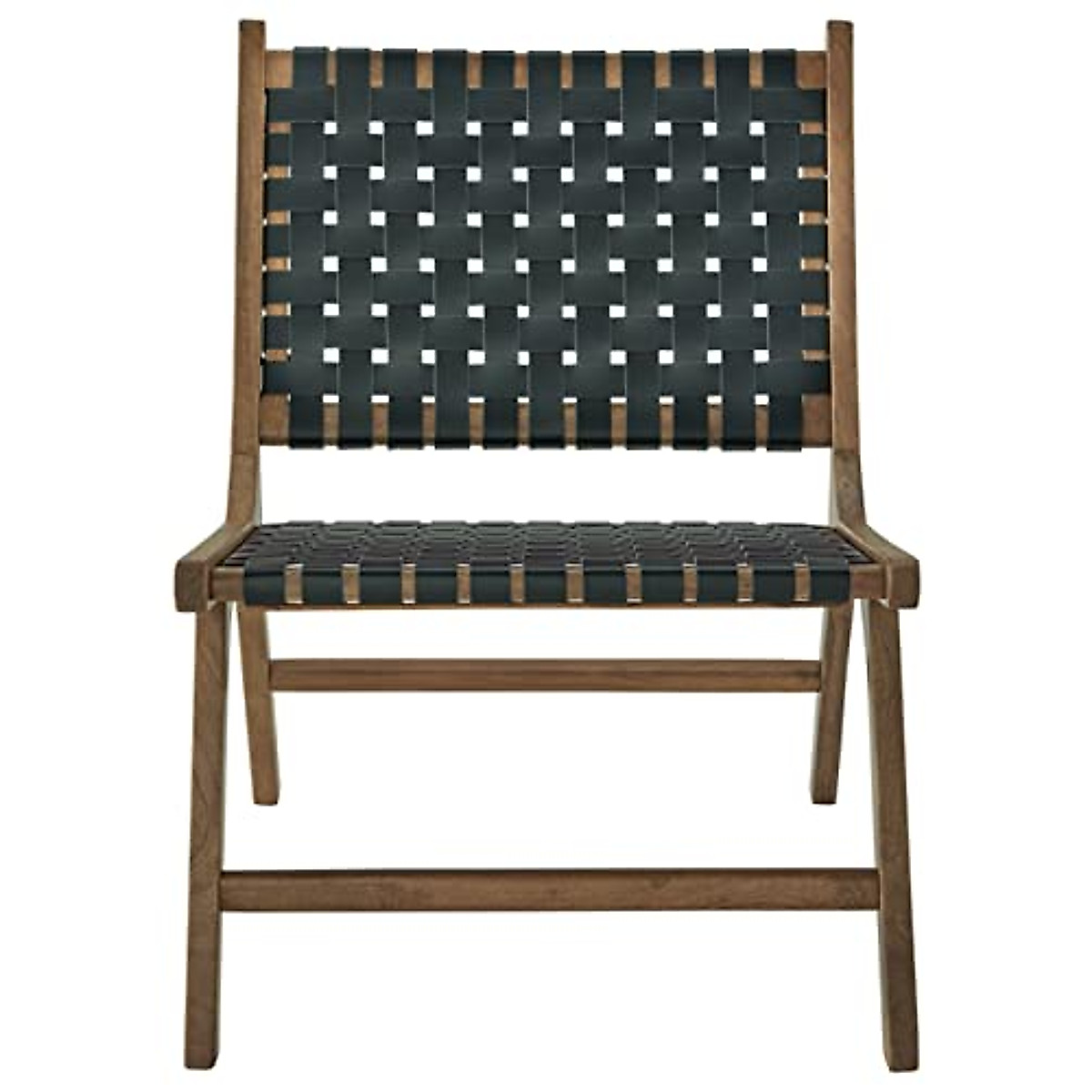 Signature Design by Ashley Fayme Mid-Century Modern Leather Accent Chair, Light Brown & Black