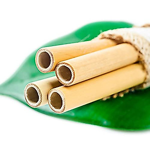 TXV Mart Disposable Reusable Bamboo Drinking Straws 100 pcs, BPA Free, Eco-Friendly 100% Natural, Biodegradable, and Compostable, Heavy Duty, Party, Weddings, Picnics, Holidays