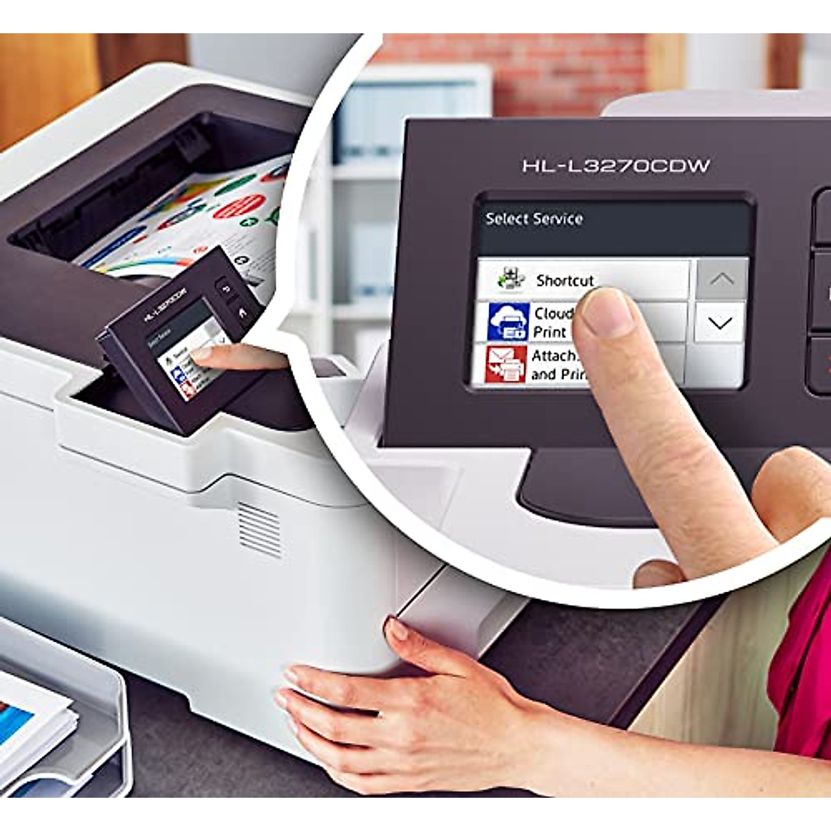 Brother HL-L3270CD Compact Wireless Digital Color Laser Printer with NFC for Home Office - Single-Function: Print Only - 2.7" Touchscreen, Auto Duplex Print, 25 ppm, 250 Sheet, CBMOUN Printer Cable