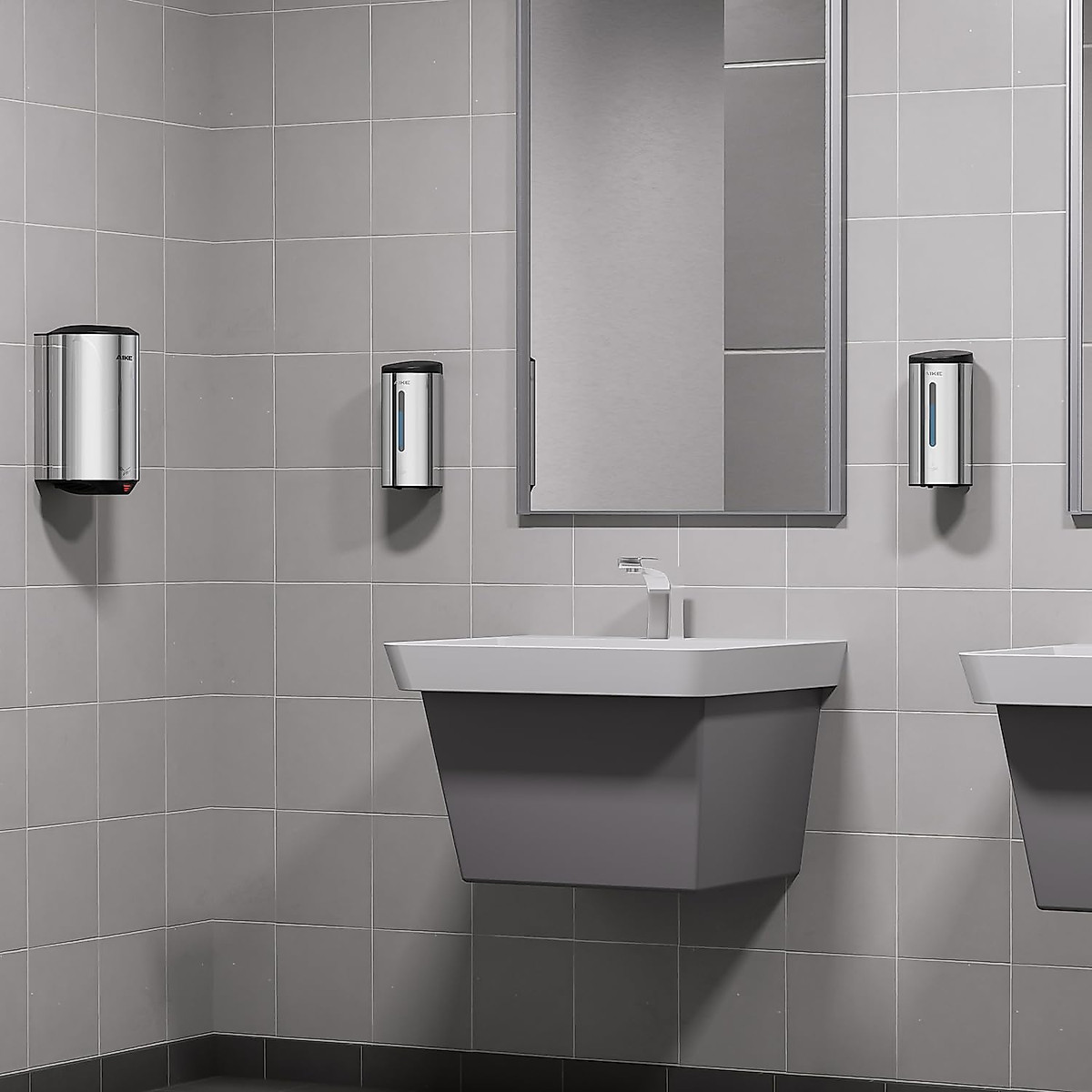 AIKE Wall-Mount Automatic Liquid Soap Dispenser 27oz Large Capacity Polished Stainless Steel Finish Model AK1205