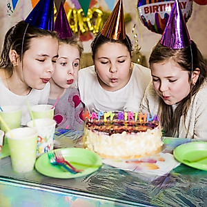 JXPARTYY 4 Pack Iridescent Tablecloth, 54" x 108" Table Cloths Iridescence Plastic Disposable Table Covers Iridescent Disco Party Decorations, Birthday Decor Tablecloth for Buffet Table (Laser)