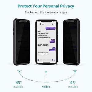 SYNCWIRE Privacy Screen Protector for iPhone 11/XR 6.1'', 2-Pack Unbreakable Anti Spy Tempered Glass Saver Black[Easy Installation Frame][10X Stronger][Bubble Free][Sensitive Touch]