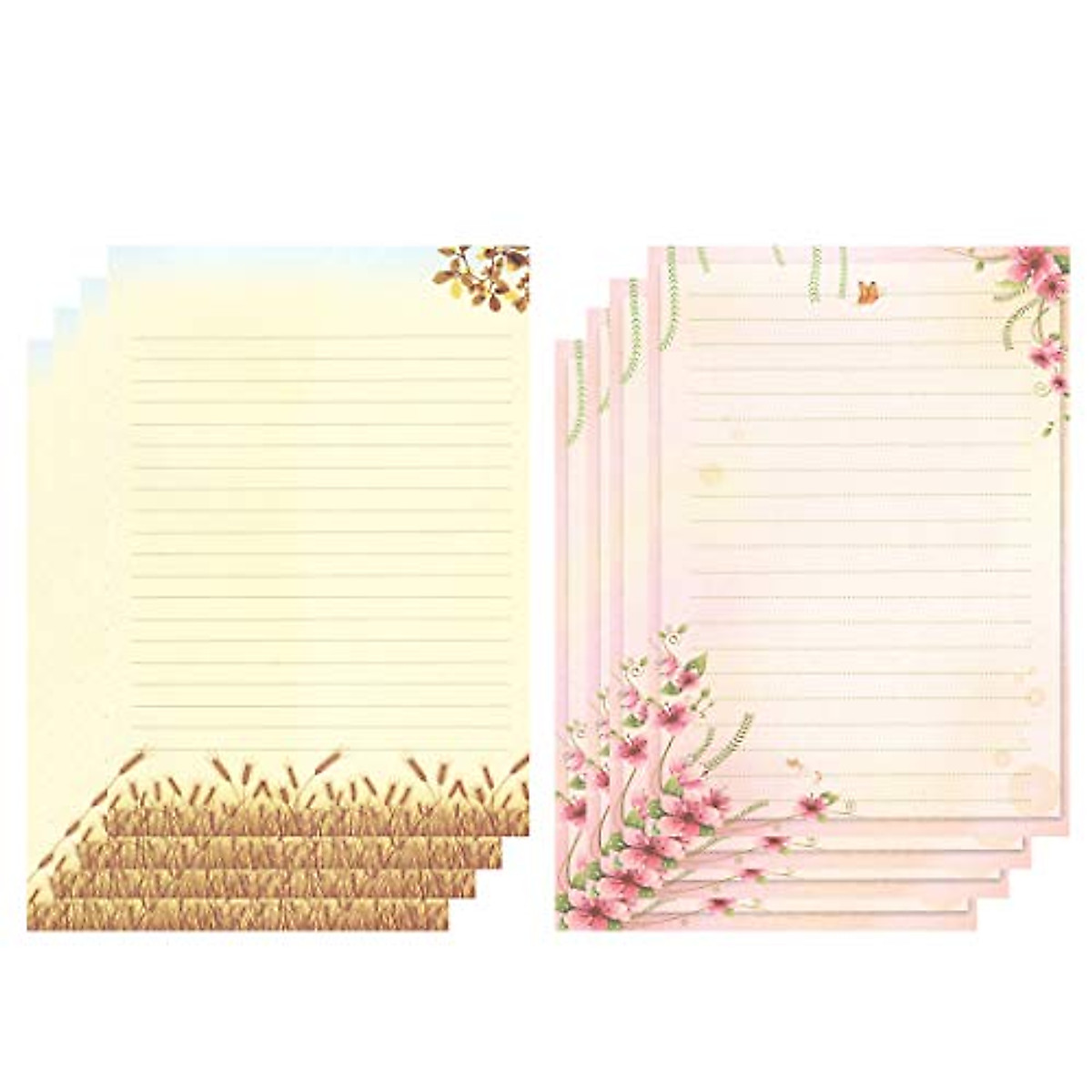 IMagicoo 50 Cute Design Writing Stationery Lined Paper Letter Set, 2 Different Style (Style-1)