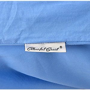 Colourful Snail 100-Percent Natural Washed Cotton Duvet Cover Set, Ultra Soft and Easy Care, Zipper Closure, Corner Ties, Simple Bedding Style, King, Blue (Comforter Not Included)