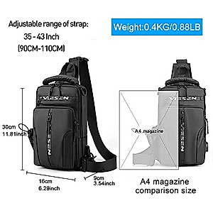 Anti Theft Sling Bag Shoulder Crossbody Backpack Chest Bag for Men Women Multipurpose Waist Pack with USB Charging Port (Black)