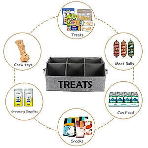 Brabtod Dog Storage Organizer,Dog Treat Container Bin,Collapsible Fabric Storage Box for Pet Treats with removable dividers,Dog Stuff Container for Dog Treats Stick/Pet Canned Food/Packaged Snacks