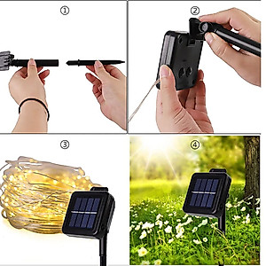 Solar Light String, Solar Copper Wire Light String 33 Feet 100 Led Small Lights, 8 Switching Modes, Starry Sky Outdoor Waterproof, Suitable for Home, Garden, Terrace, Wedding and Party