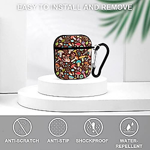 Colorful Cartoon Mushroom AirPods 2 & 1 Case Cover Gifts with Keychain, Shock Absorption Soft Cover AirPods 2 & 1 Earphone Protective Case for Men Women