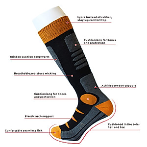 Feetalk Ski Snowboard Socks Thermal Merino Wool —Outdoor Activity Skiing Men's and Women's Socks