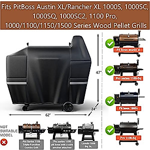 QuliMetal Grill Cover for Pit Boss Austin XL/Rancher XL 1000S, 1000SC, 1000SQ, 1000SC2, 1100 Pro, 1000/1100/1150/1500 Series, Z Grill 1000 Series Wood Pellet Grills, Heavy Duty, 600D, Black