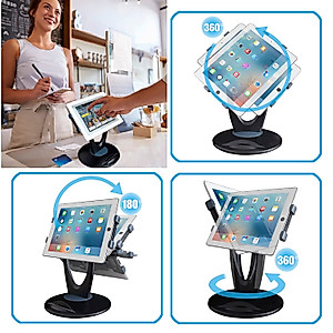 MAX SMART Large Tablet POS Stand, Rotating Commercial Tablet Stand, Swivel Base for Retail Kiosk Register Office Showcase Cashier and Business