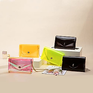 Vorspack Transparent Jelly Purse for Women Shiny Clear Purse Crossbody Bag Shoulder Bag Handbag Fashion Clutch Purse Evening Bag Cute for Prom Party Club Dating - Holographic