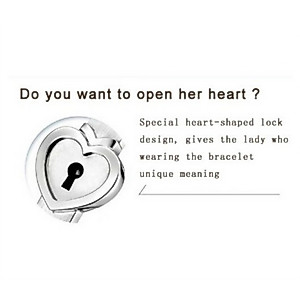 Naivo Romantic Stainless Steel Bracelet Love Heart Lock Bangle Key Pendants Necklace Lovers Jewelry set (Steel color)