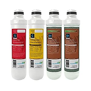 AQUATICLIFE Twist-In Sediment Filter, Carbon Block Filter and Deionization Filter Replacement Cartridges for RO/DI Reverse Osmosis Water Filtration System, Value Pack