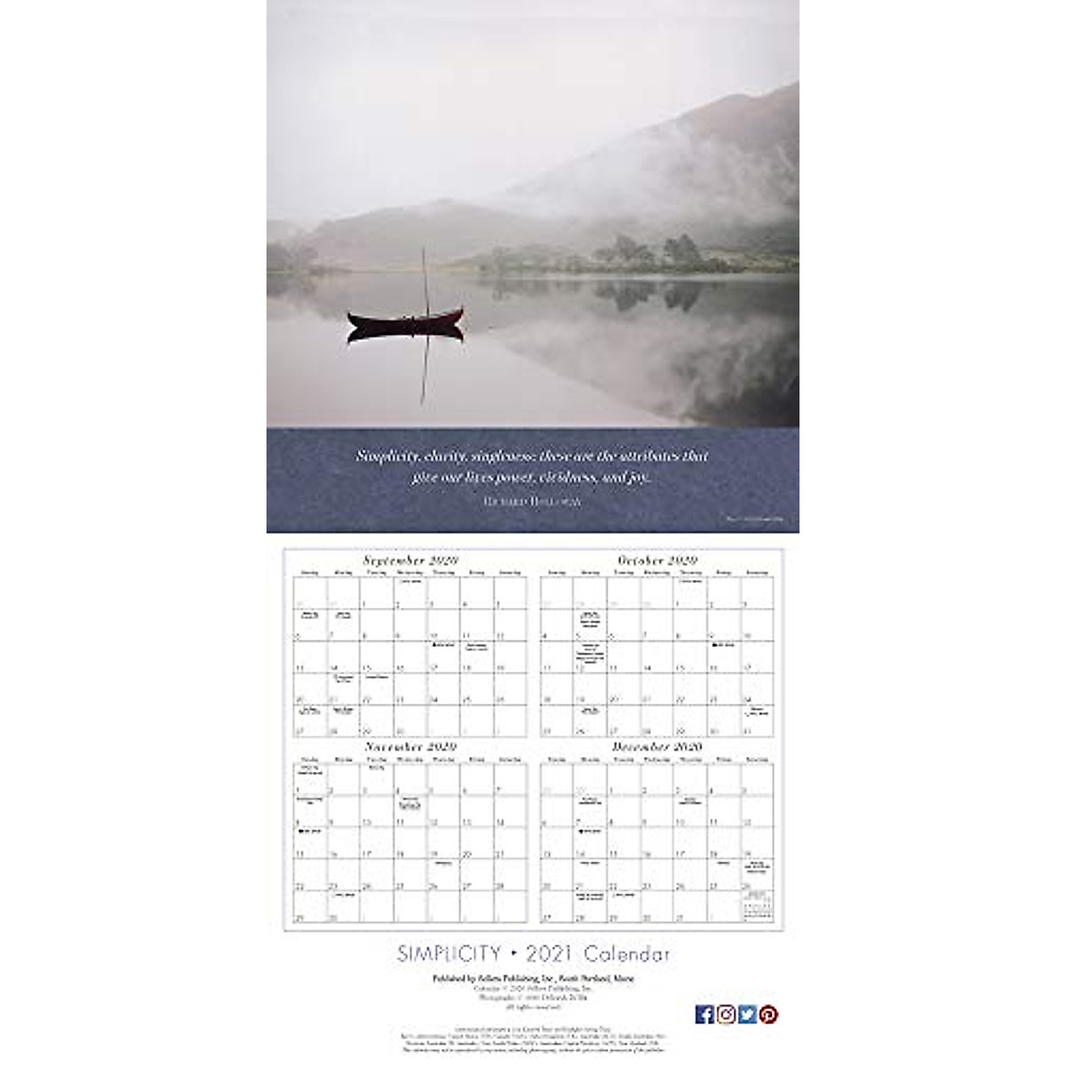 2021 Simplicity Inspirations for a Simpler Life 16-Month Wall Calendar