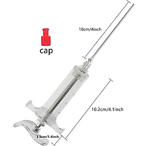 20ml Plastic Syringe with 10Ga Blunt Tip Needle 4" and Storage Caps - Great for Refilling Vegetable Glycerin - Glue Applicator - Oil Dispensing