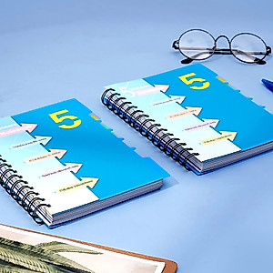 CAGIE 2 Pack Spiral Notebooks with Dividers 5 Subject Notebook with Tabs 5x7 Wide Ruled Hardcover A5 Spiral Bound Journal for Note Taking Work School Supplies, 220 Pages, Blue