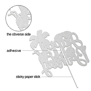 Summer Beach Coconut Happy Birthday Cake Topper Blue Glitter Summer Pool Swimming Surfing Party Decoration Summer Holiday Birthday Party Favor Supplies