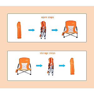 Folding Camping Table Adjustable Card Table 24'' x 16'' (L x W) + Beach Chair with Umbrella for Adults 1-Pack Orange
