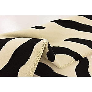 Unique Loom Wildlife Collection Animal Inspired with Zebra Design Area Rug, 9 ft x 12 ft, Ivory/Black