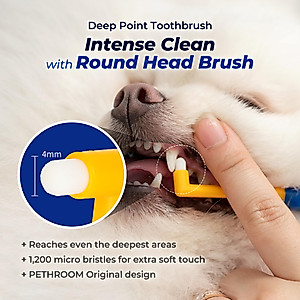 PETHROOM] Micro Tiny Pet Toothbrush for Small Cats and Dogs | Round Shaped Head with Ultra Soft Bristle for Deep Cleaning Dental Care