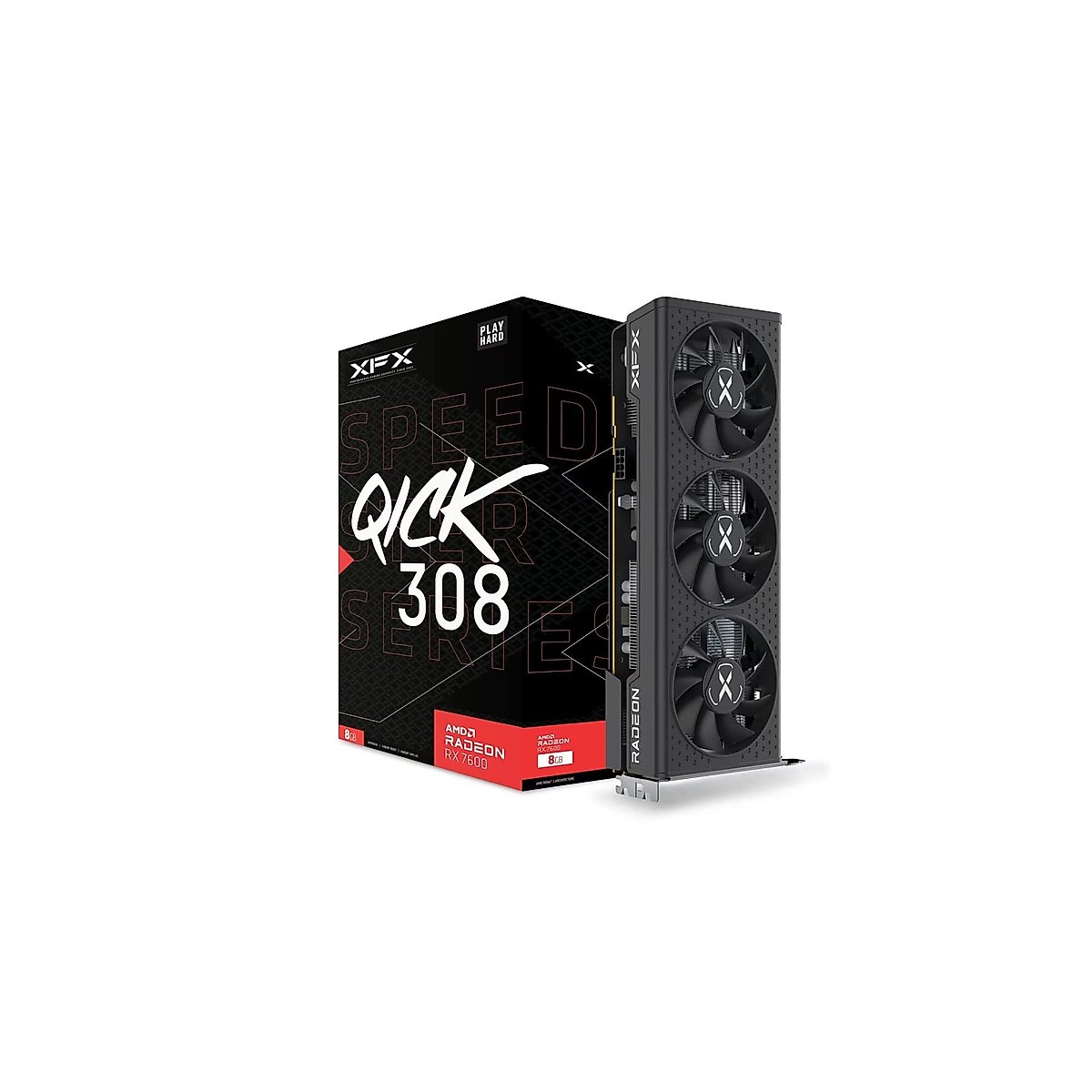 XFX Speedster QICK308 Radeon RX 7600 Black Gaming Graphics Card with 8GB GDDR6 HDMI 3xDP, AMD RDNA 3 RX-76PQICKBY