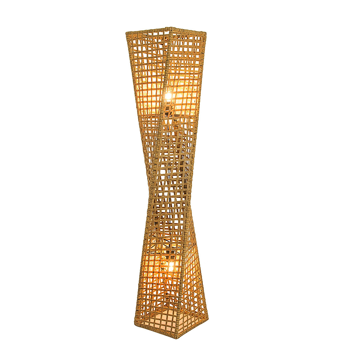 Artiva USA Phuket 51" 2-Light Unique Handcrafted Twist Rattan Floor Lamp