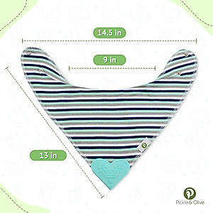 Pickle & Olive Baby Bandana Teething Bibs with Attached Teether - Set Of 4 - Orange Fox