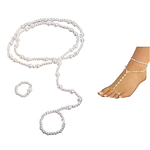 MauSong Pearl Barefoot Sandal Foot Jewelry Anklet Bracelet Ankle Chain, 1 Pieces