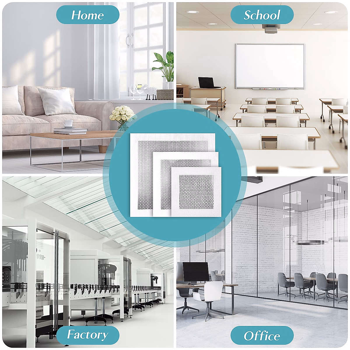 TUZAZO 12 Pack Drywall Repair Kit, 4/6/8 Inch Aluminum Fiber Mesh Dry Wall Repair Patches with Scraper and Sandpaper, Self-Adhesive for Ceiling Plaster Wall Hole Easy Solution