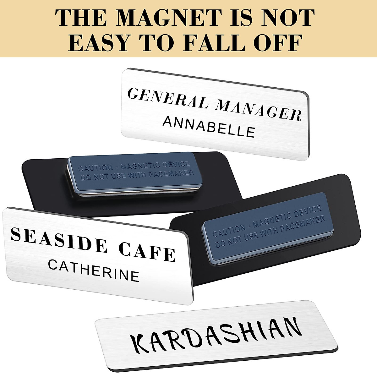 50 Pack Magnetic Name Tags - Durable & Versatile Solution