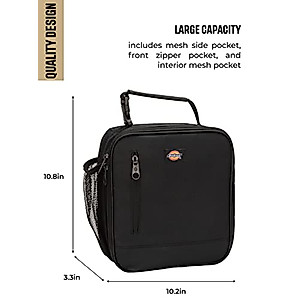 Dickies Basic Insulated Lunch Bag for School and Work, Thermal Reusable Office Lunch Box for Kids, Boys, Girls, Men, Women (Black)