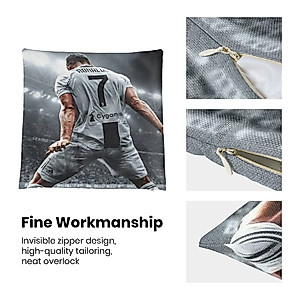 Football Stars Cristiano-Ronaldo-CR7-Throw covers 18x18 inches, Cristiano-Ronaldo-CR7-Pillow Cushion Cases, Modern Decorative Square Pillowcases for Sofa Couch Bedroom Living Room Car (Pack of 1)