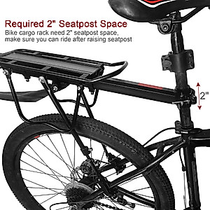 Dirza Bike Cargo Rack - Rear Rack with Fender - Quick Release - Adjustable - Aluminum Alloy 115 lbs Capacity - Black
