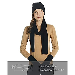 EURKEA 100% Cashmere Winter Scarf in Solid Colors with Gift Box for Women, Warm & Soft & Lightweight, Gift Ready, Black, Free Size