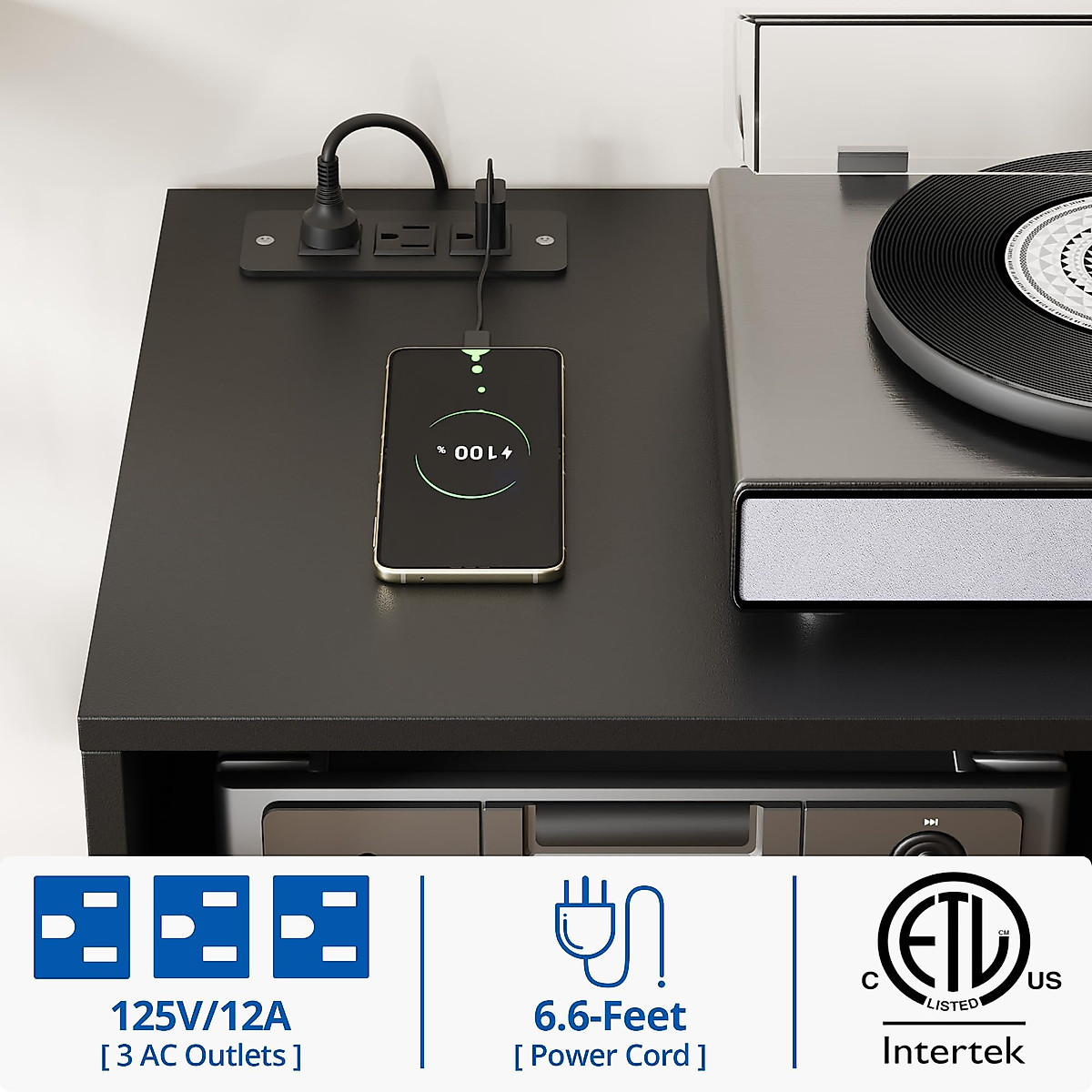 Cozy Castle TV Stand for 48 Inch TV, Mid Century Modern Entertainment Center with Storage Cabinet, TV Media Console for Living Room, Bedroom, Black