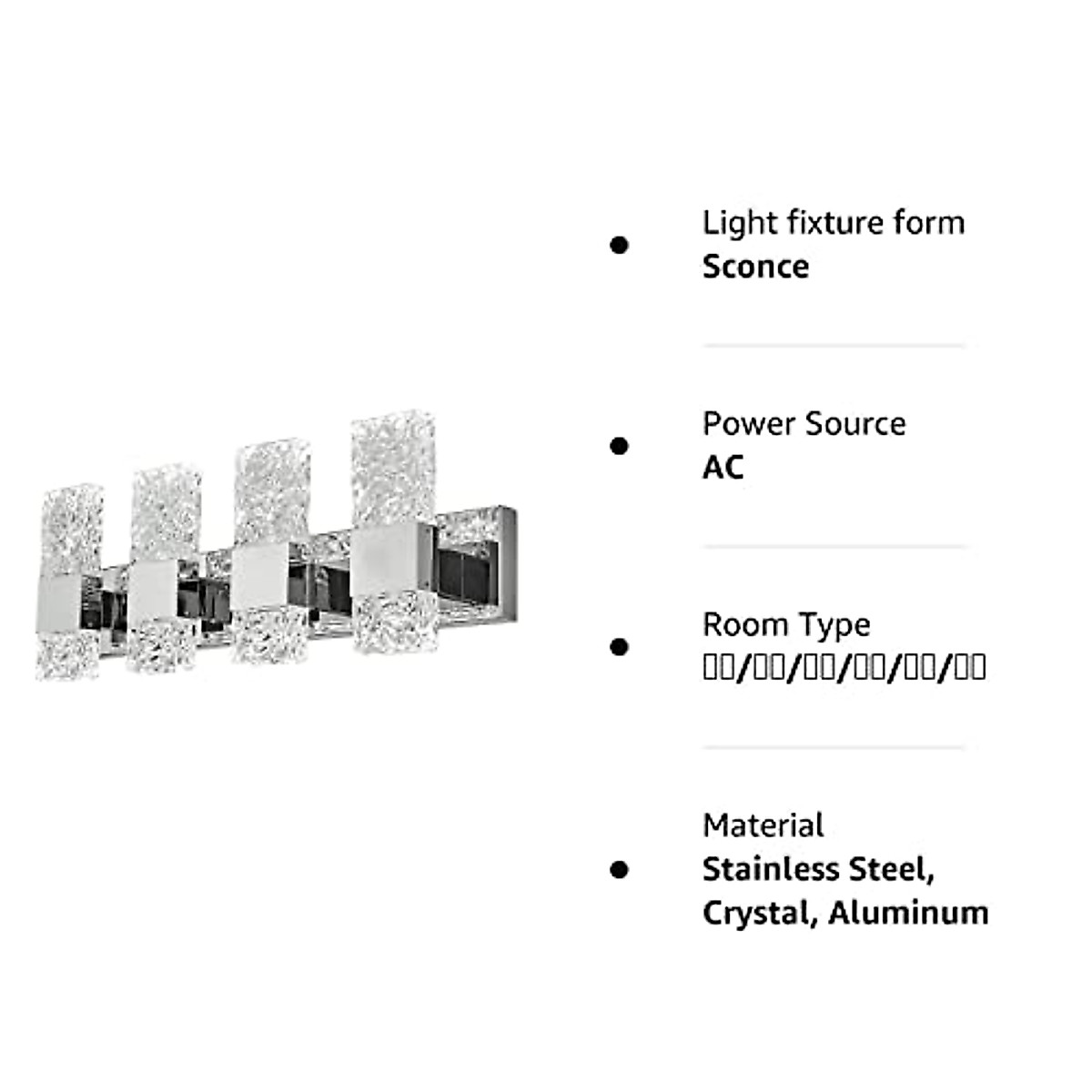 OYLYW Modern LED Bathroom Vanity Light Fixtures Chrome Stainless Steel 4 Light Wall Sconces for Bathroom Lighting Fuxture Over Mirror 28 Inch 40w LED Crystal Wall Light Cool White 5800K