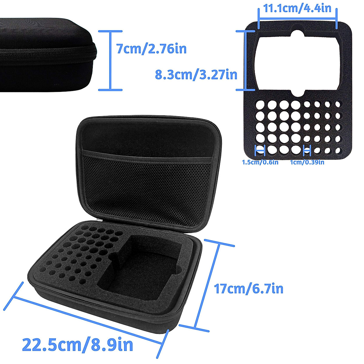 JJYHEHOT Battery Organizer Storage Bag, Safe Neat Shockproof Hard Portable Batteries Case, Holds 40 AA and AAA Batteries with Mesh Pocket for Chargers