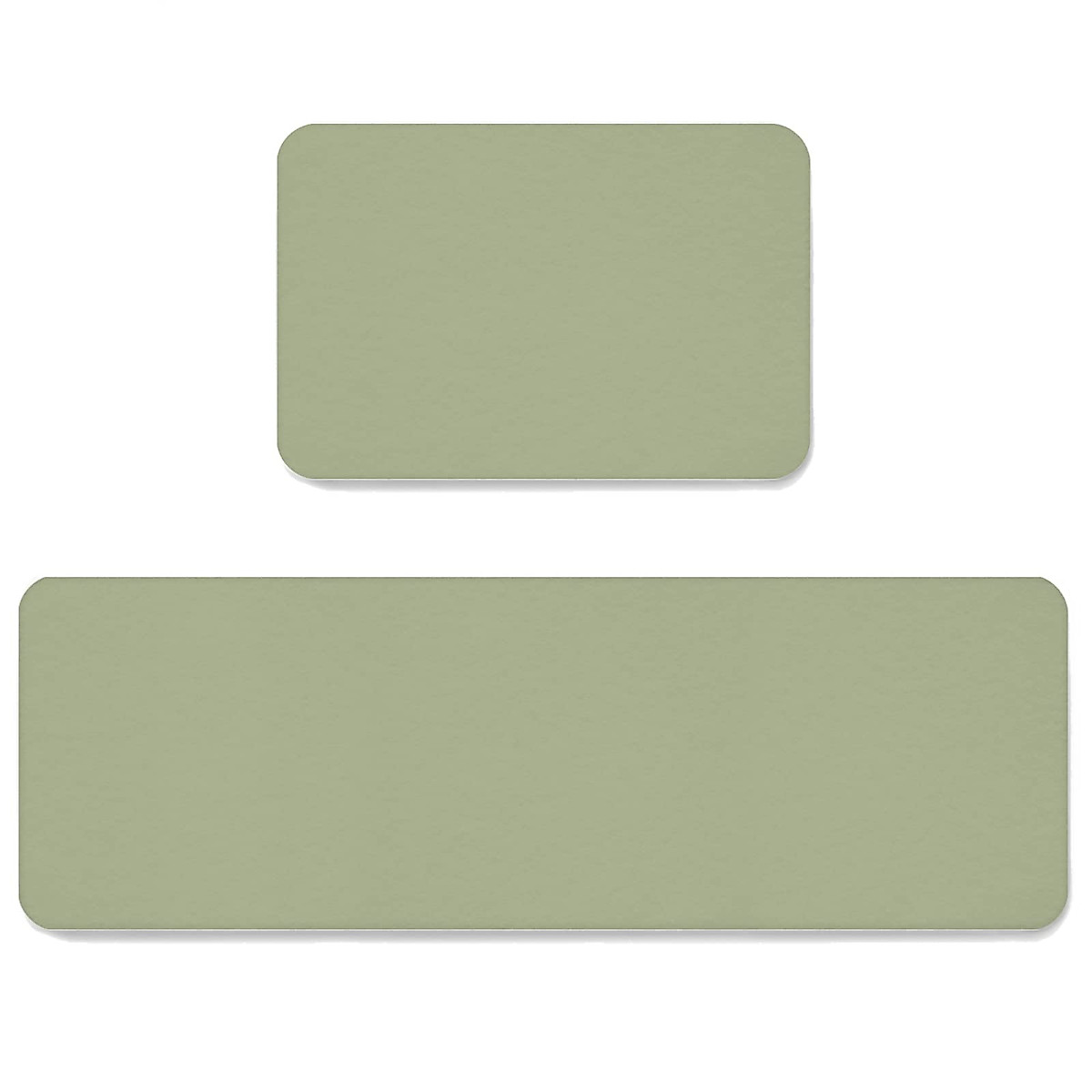 Sage Green Kitchen Rug Set 2 Pieces Non-Slip Entryway Doormat, Farmhouse Sage Green Decor Cushioned Runner Rug Standing Floor Rugs Door Mats, (20" x 24"+20" x 48")
